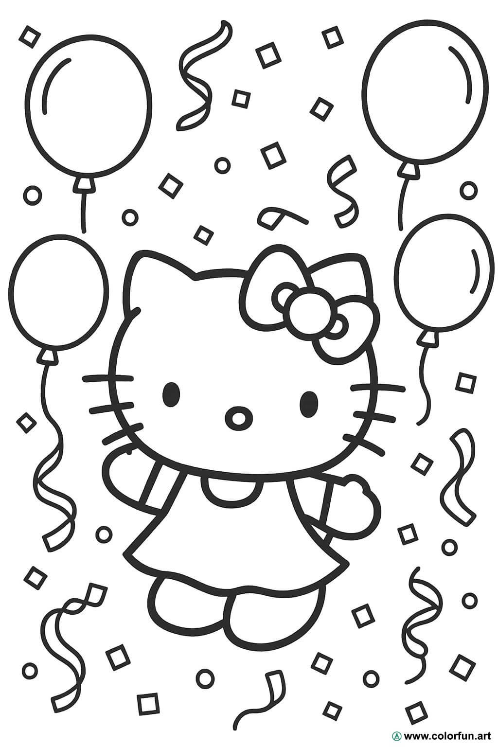 Joyful Hello Kitty coloring page Download or Print for free