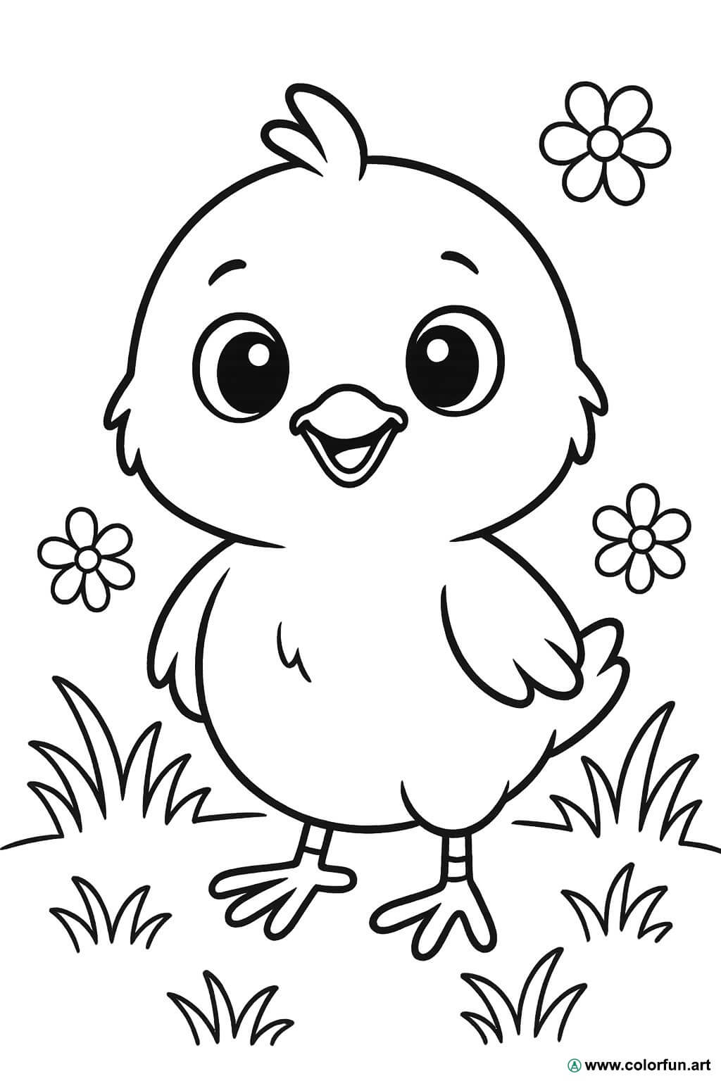 Dibujo para colorear de un pollito adorable Descargar o Imprimir de ...