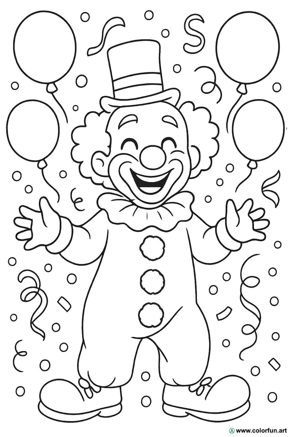 Dibujo para colorear de carnaval con un payaso Descargar o Imprimir de ...