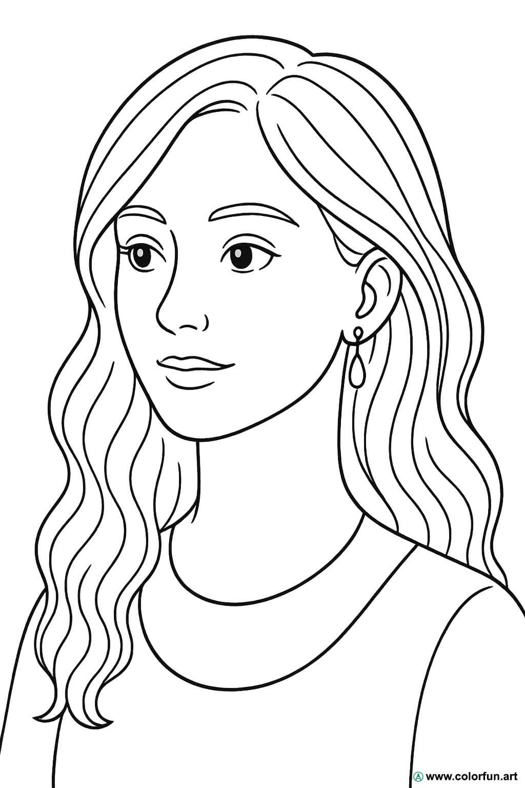 Coloriage d'un visage de femme de trois quarts à Télécharger ou à ...