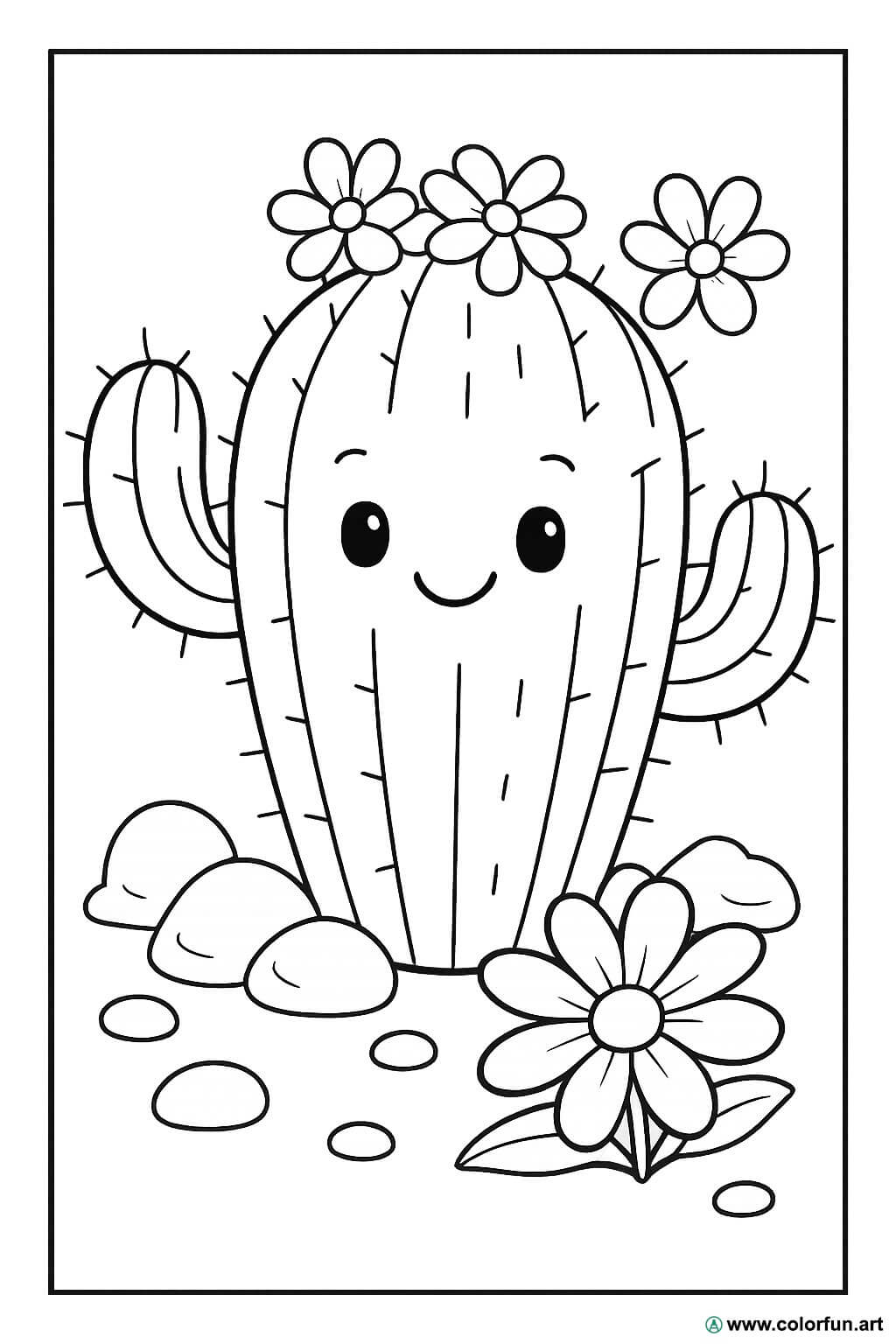 Cactus coloring page for beginners Download or Print for free