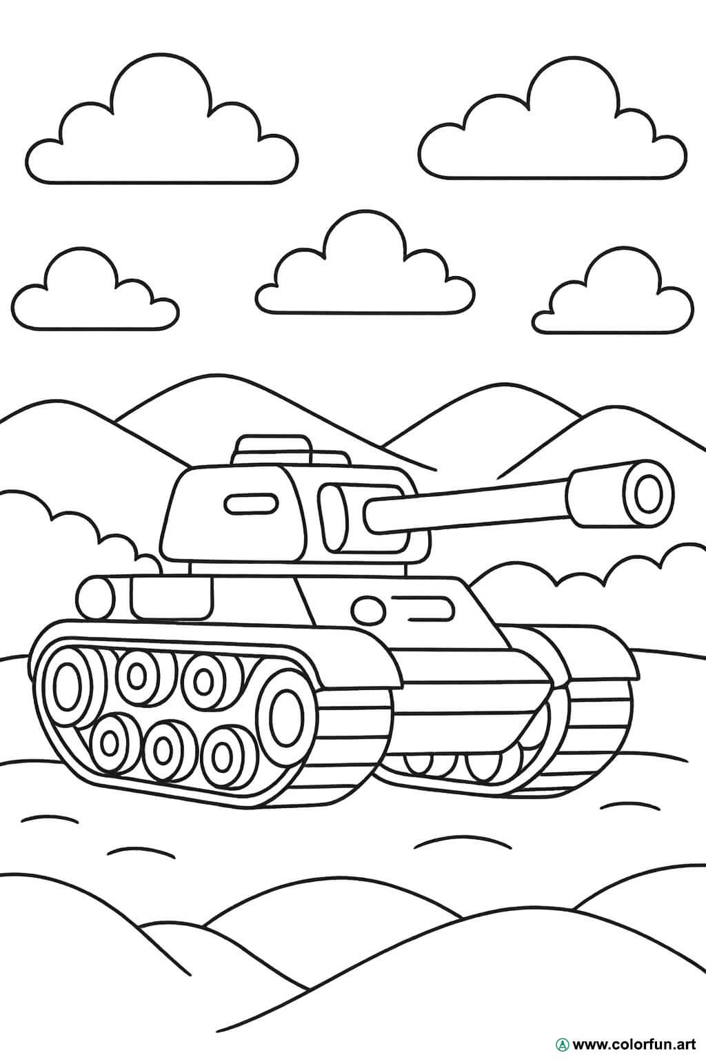 Ausmalbild eines Kampfpanzer Kostenloser Download oder Ausdruck verfügbar.