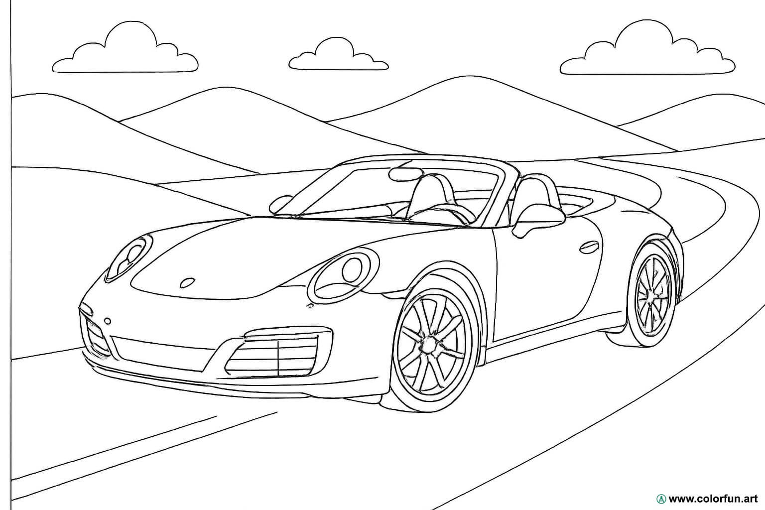 Porsche convertible coloring page Download or Print for free
