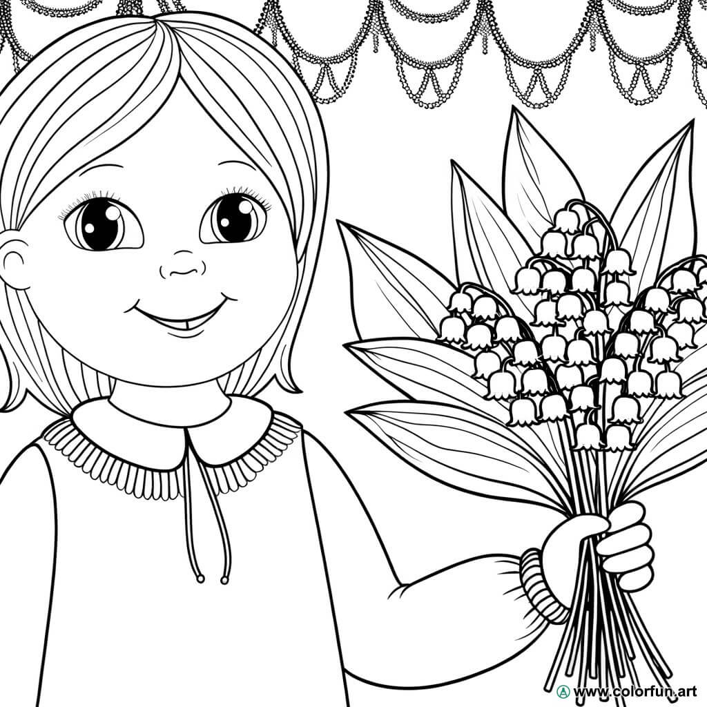 Coloriage pour la tradition du 1er mai à Télécharger ou à Imprimer gratuitement