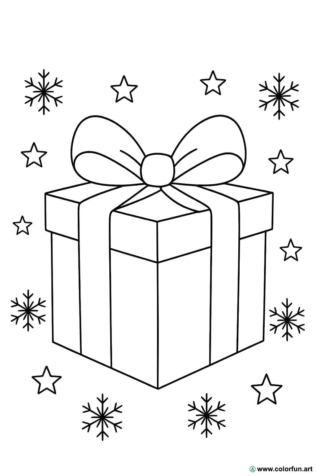 Disegno da colorare regalo di Natale facile per la scuola materna ...