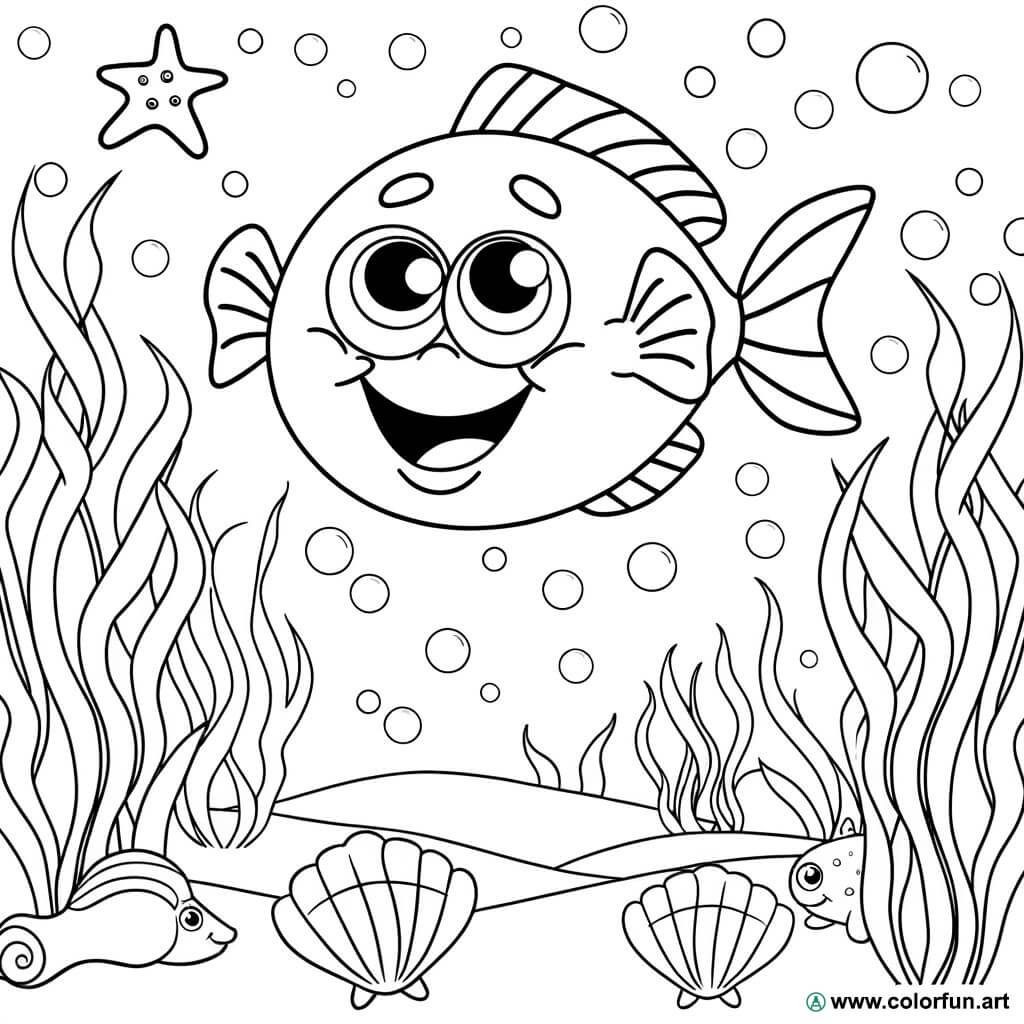 Coloriage d'un poisson dans l'océan à Télécharger ou à Imprimer ...