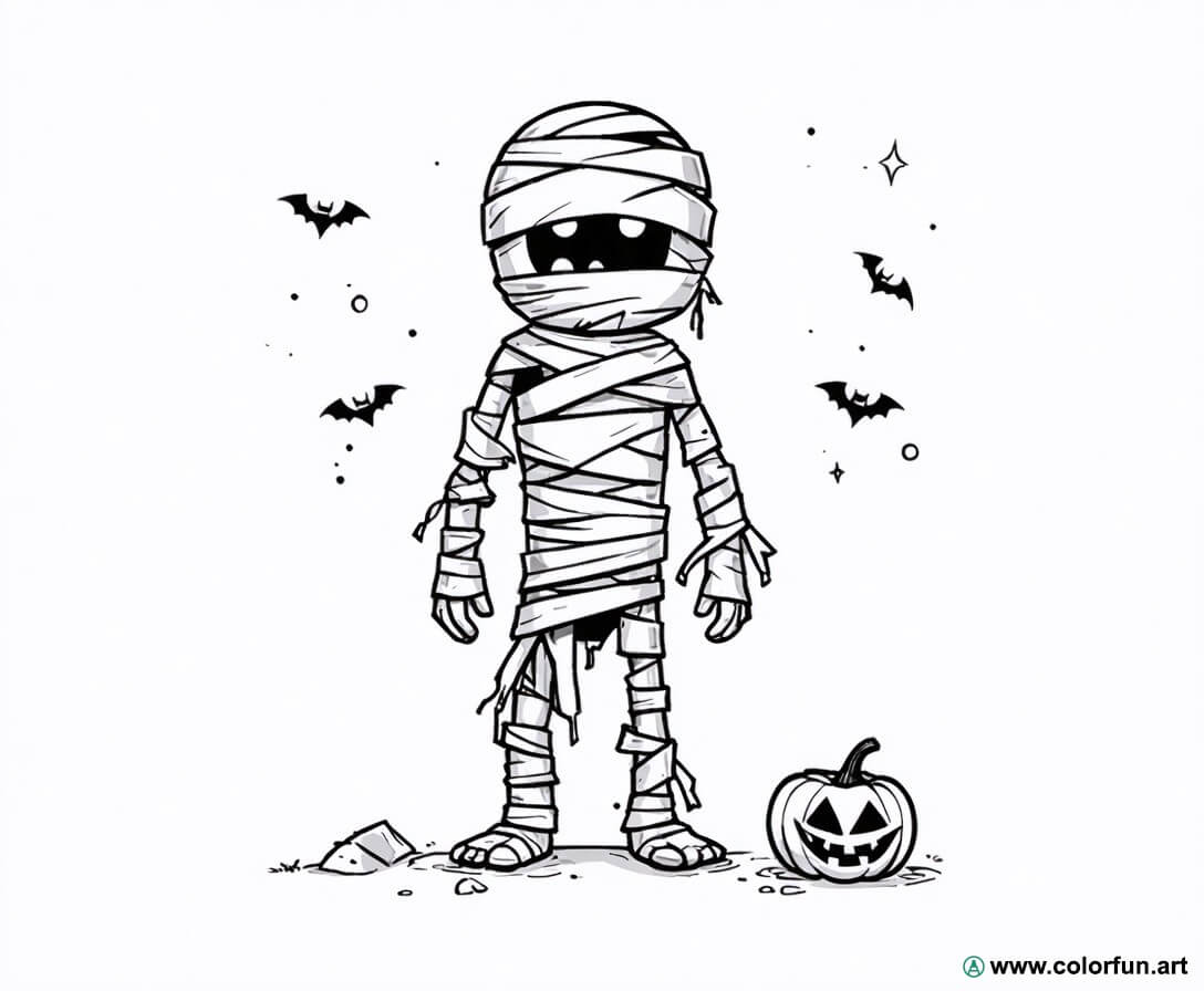 Mummy coloring page for Halloween Download or Print for free