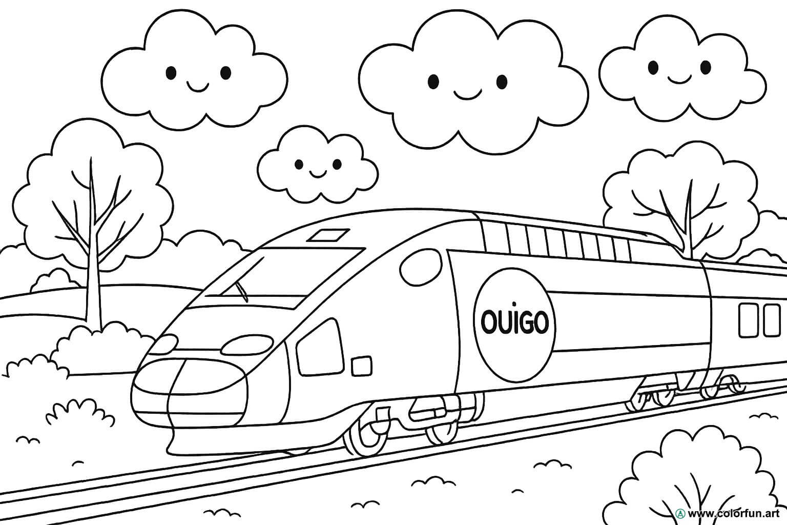 Coloriage du TGV Ouigo à Télécharger ou à Imprimer gratuitement