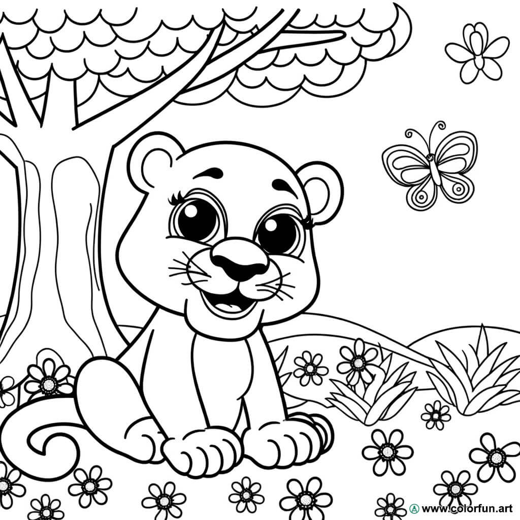 Dibujo para colorear de una pantera linda Descargar o Imprimir de forma ...