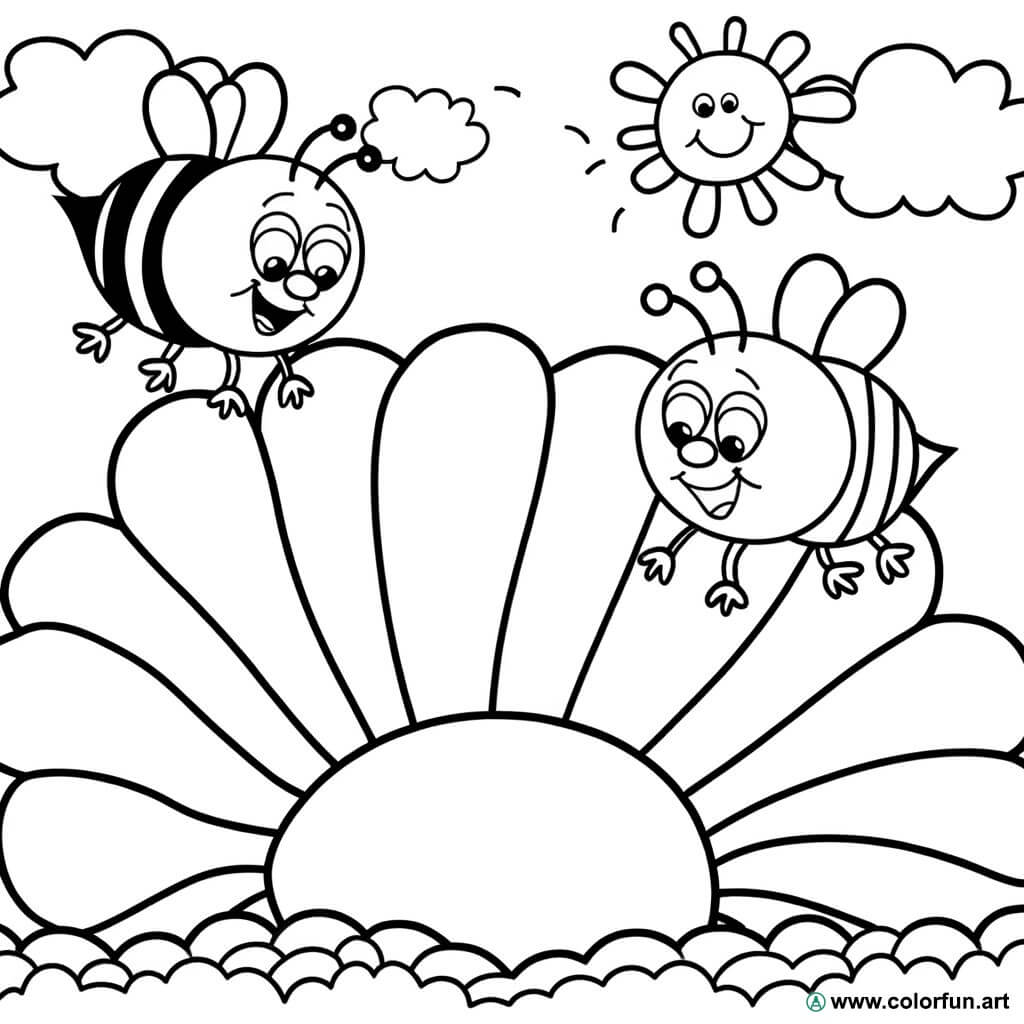 Coloriage d'abeilles cartoon à imprimer à Télécharger ou à Imprimer ...