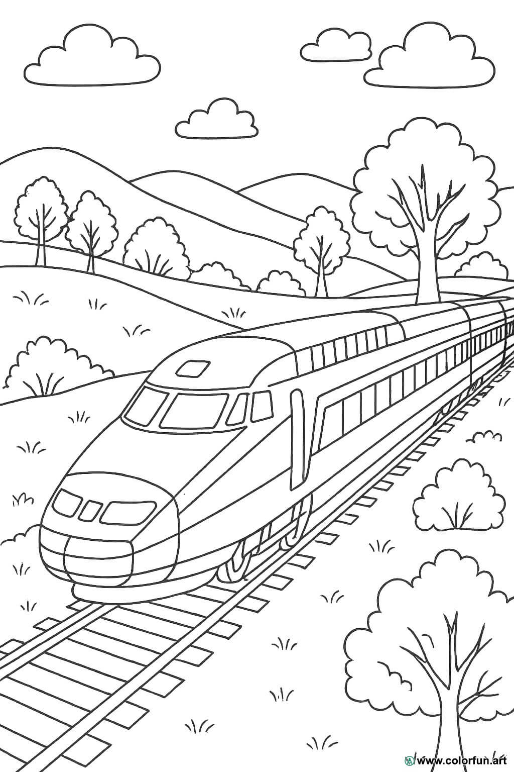 Dibujo para colorear de TGV con trenes Descargar o Imprimir de forma ...