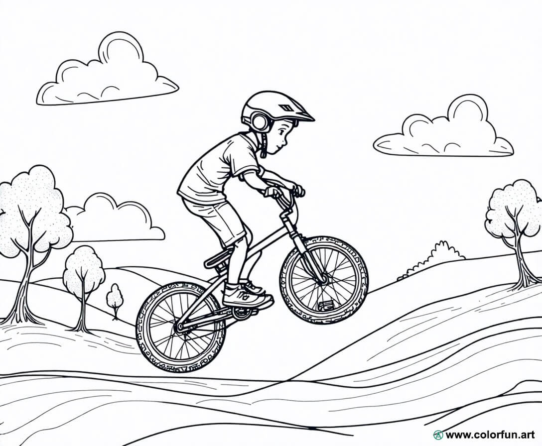 Easy BMX coloring page for kids Download or Print for free
