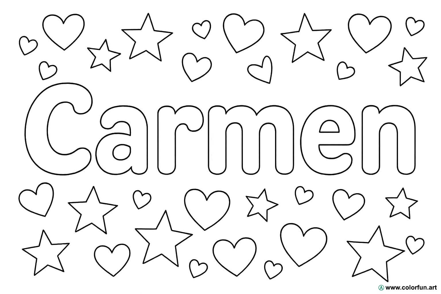 Dibujo para colorear del nombre Carmen Descargar o Imprimir de forma ...