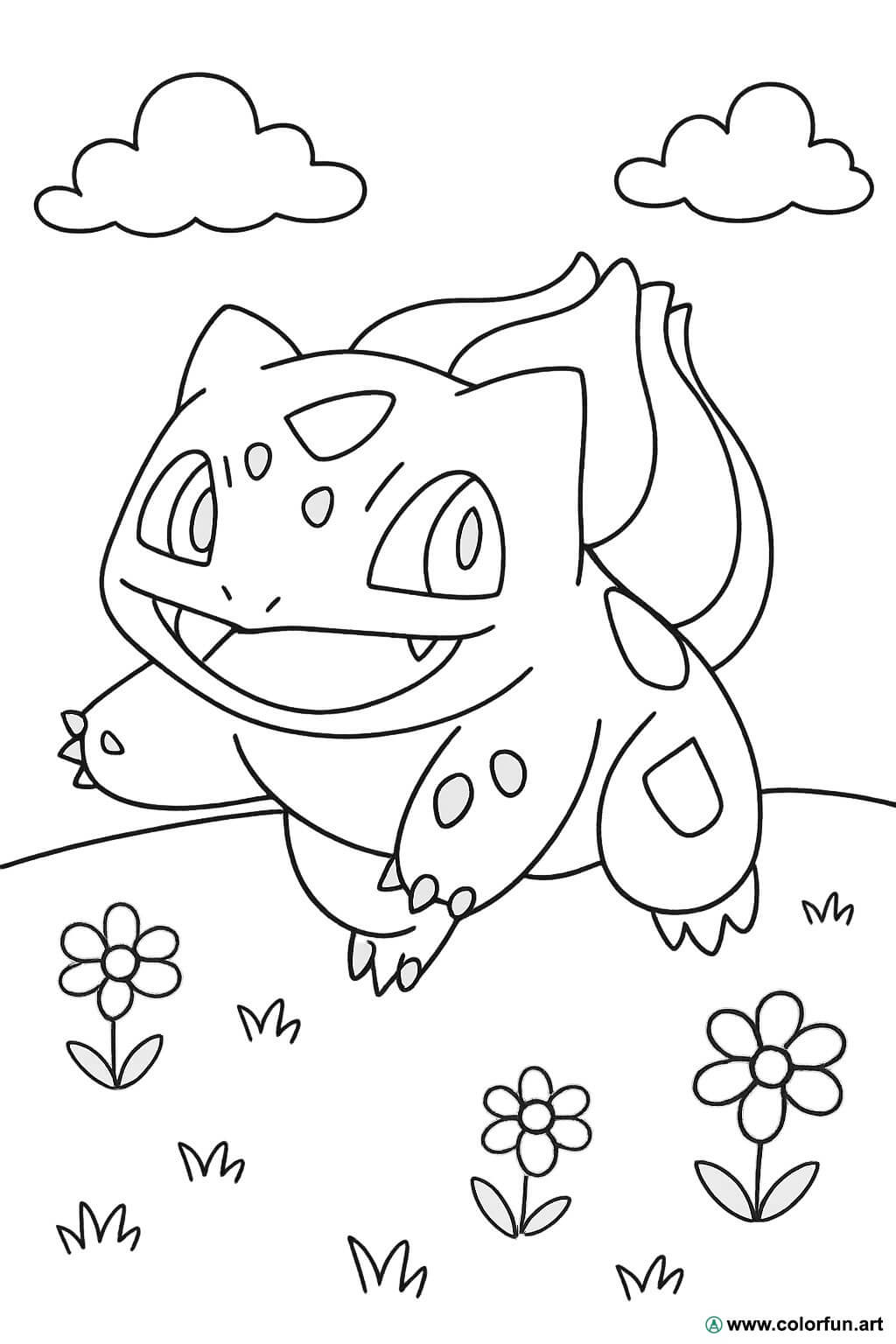 Kleurplaat van Bulbasaur Pokémon Gratis te downloaden of af te drukken