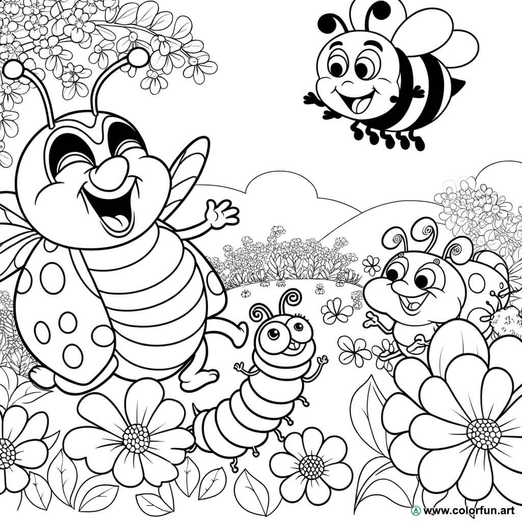 Dibujo para colorear de insectos lindos Descargar o Imprimir de forma ...