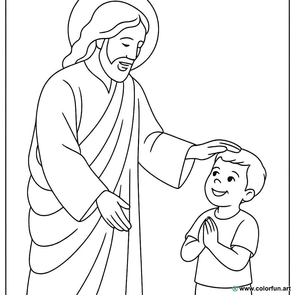 Dibujo para colorear de Jesús en acción Descargar o Imprimir de forma ...