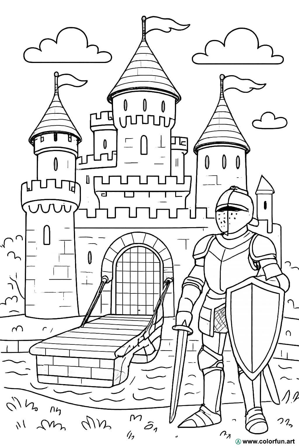 Ausmalbild von einer Burg im Mittelalter Kostenloser Download oder ...