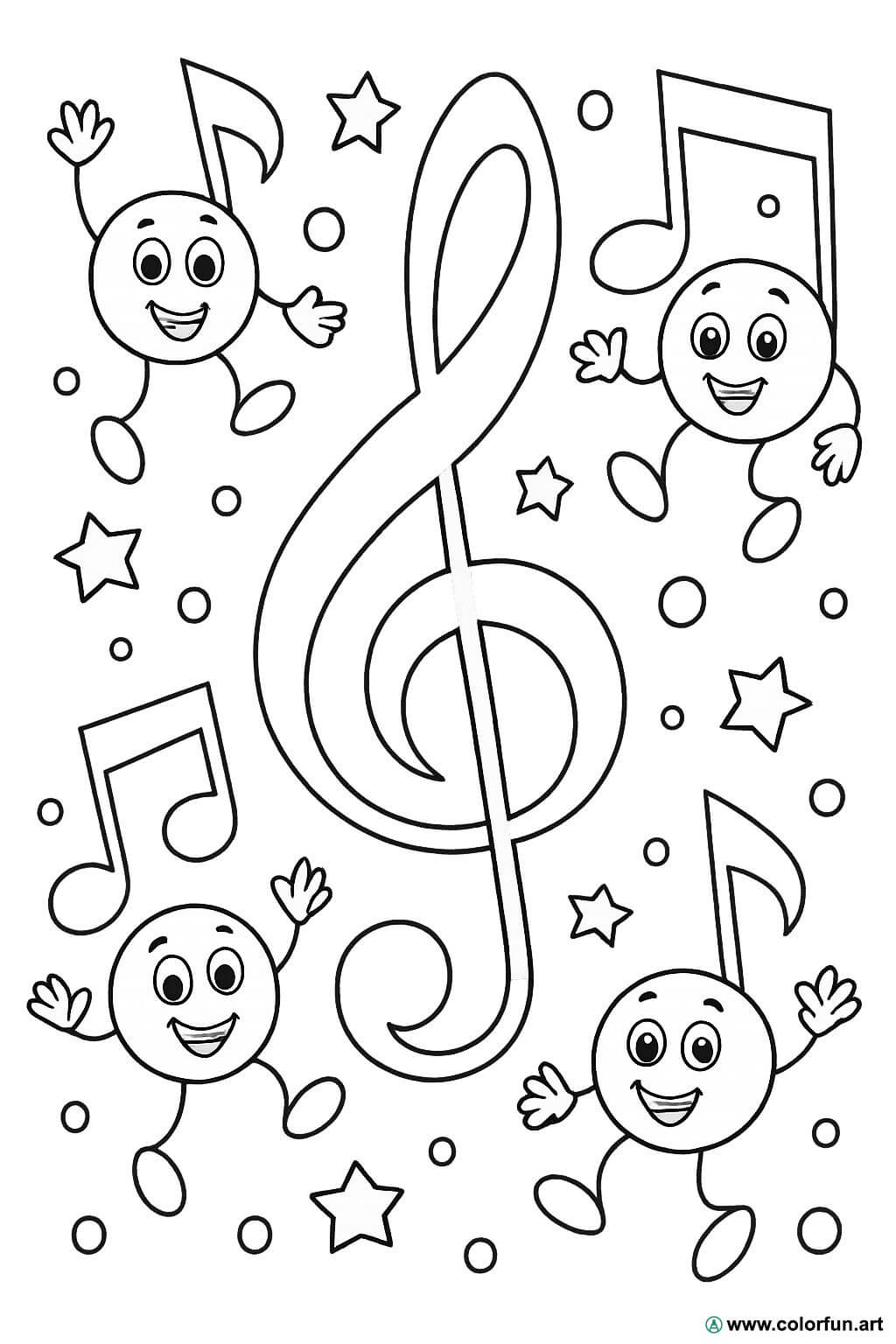 Dibujo para colorear divertido de nota musical Descargar o Imprimir de ...