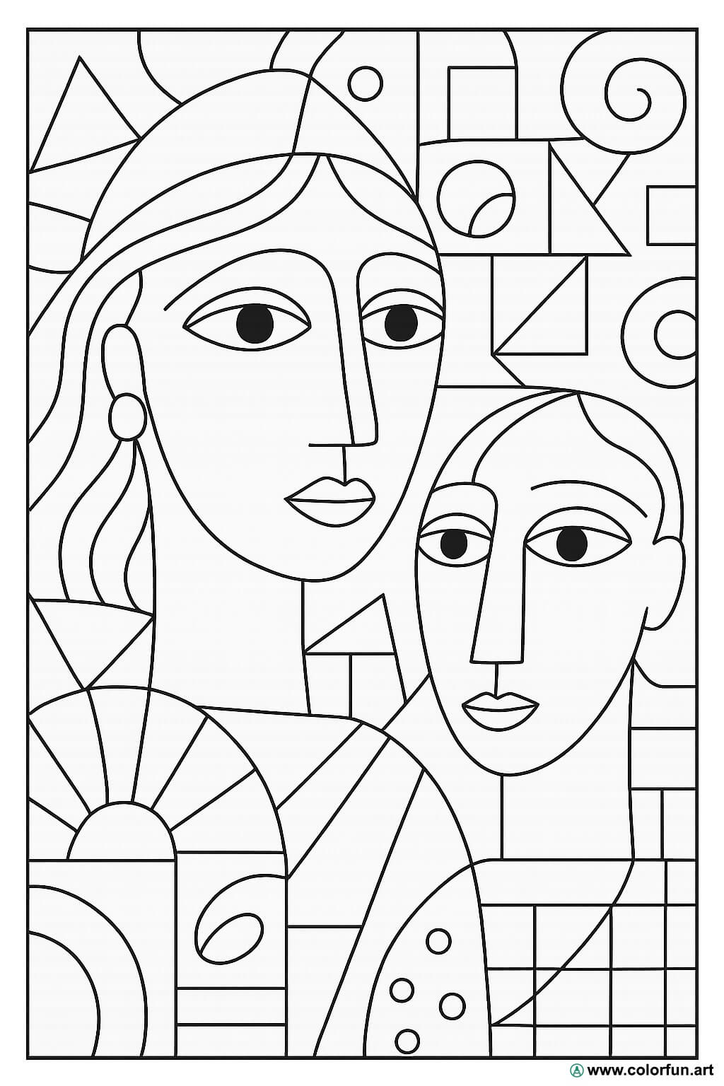 Coloring page inspired by Pablo Picasso and Cubism Download or Print ...