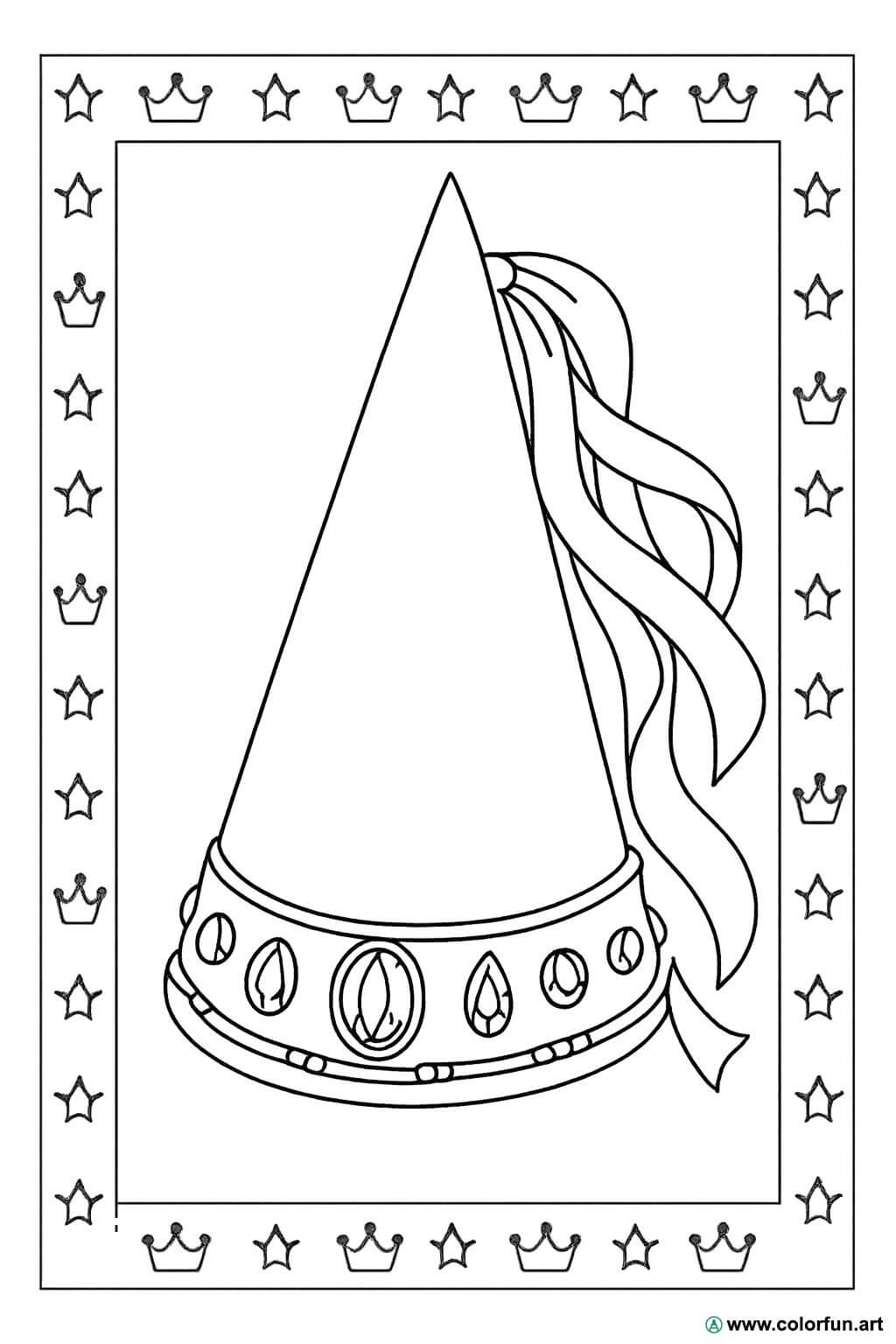 Princess hat coloring page Download or Print for free