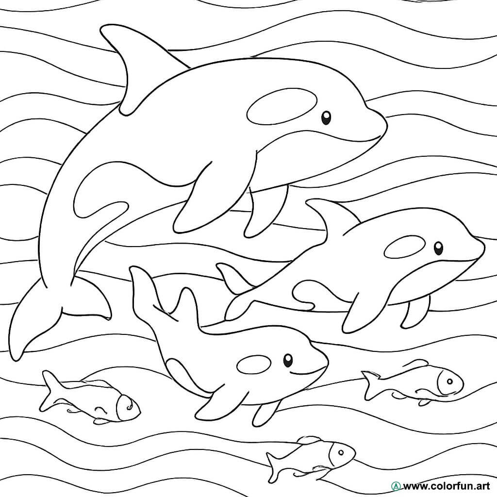 Desenhos para colorir da orca em família Para Baixar ou Imprimir ...