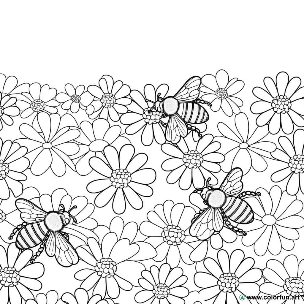 Realistic bees coloring page Download or Print for free