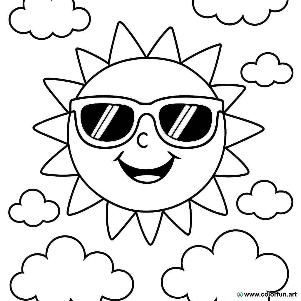 Dibujo para colorear del sol y las nubes Descargar o Imprimir de forma ...