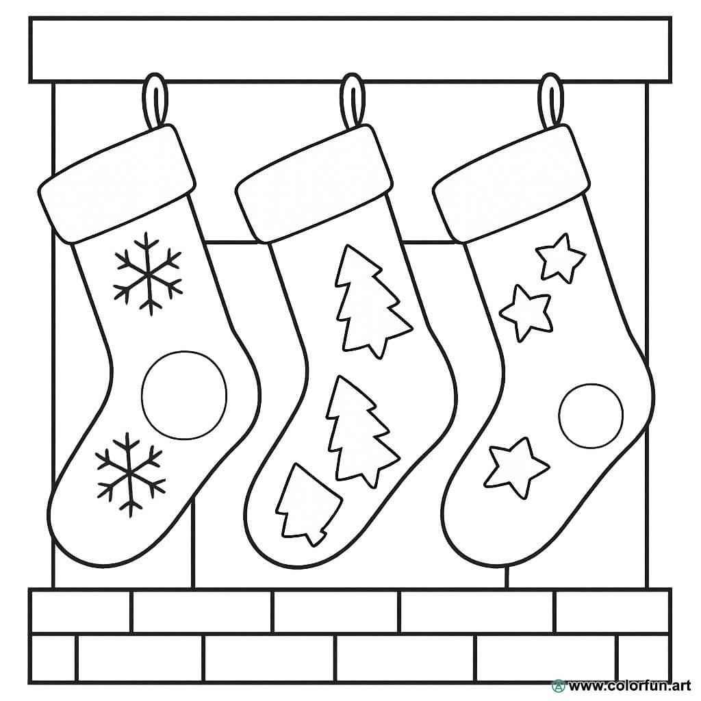 Coloriage de chaussettes de Noël personnalisées à Télécharger ou à ...