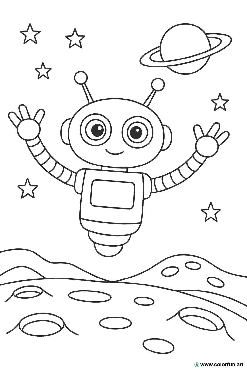 Space robot coloring page Download or Print for free