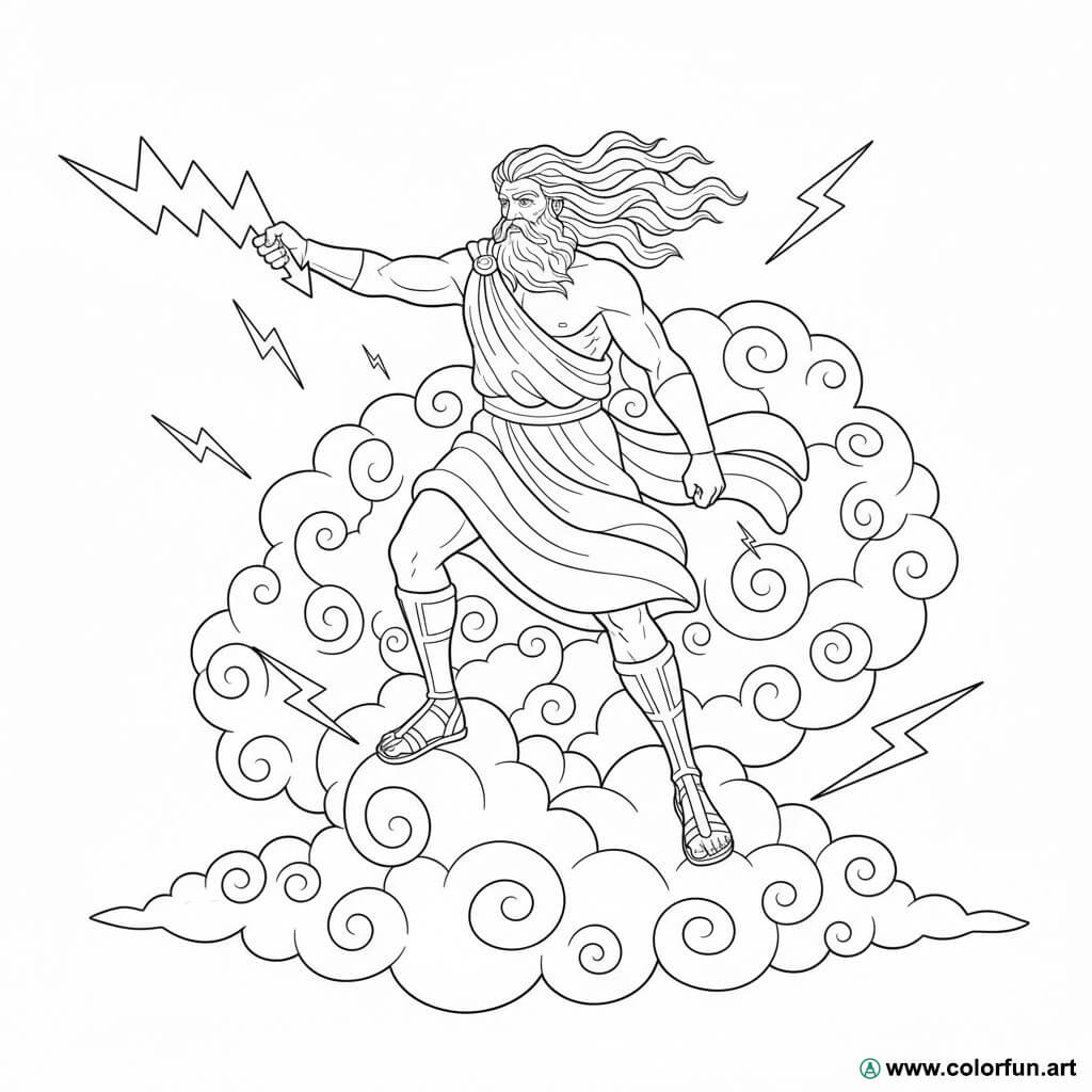 Desenhos para colorir do deus grego Zeus, mestre do trovão Para Baixar ...