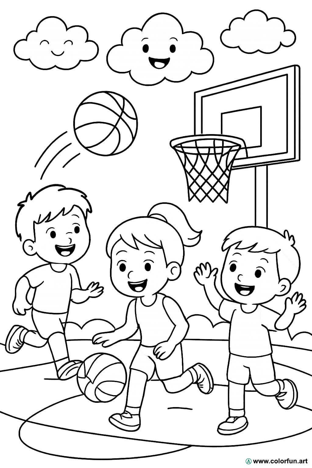 Fun basketball coloring page for kids Download or Print for free