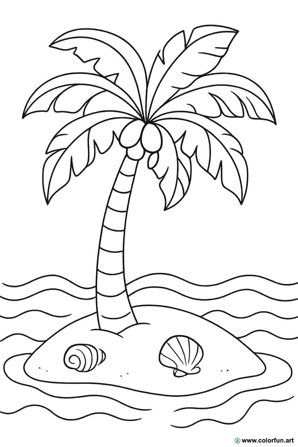 Dibujo para colorear de una palmera en verano Descargar o Imprimir de ...