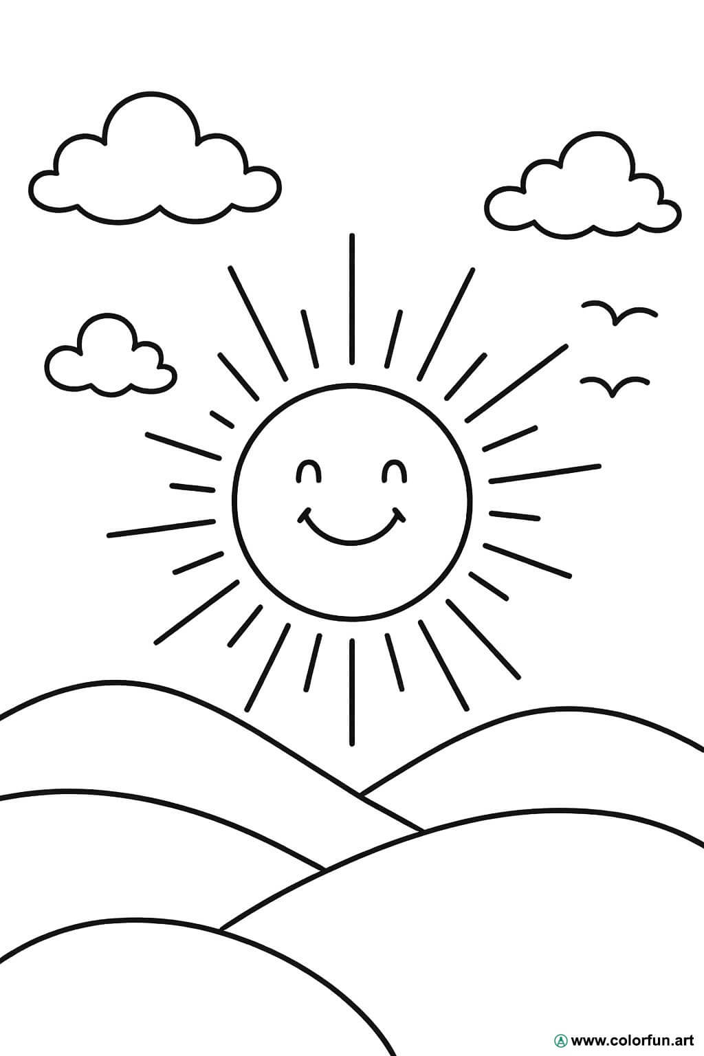 Rising Sun coloring page Download or Print for free