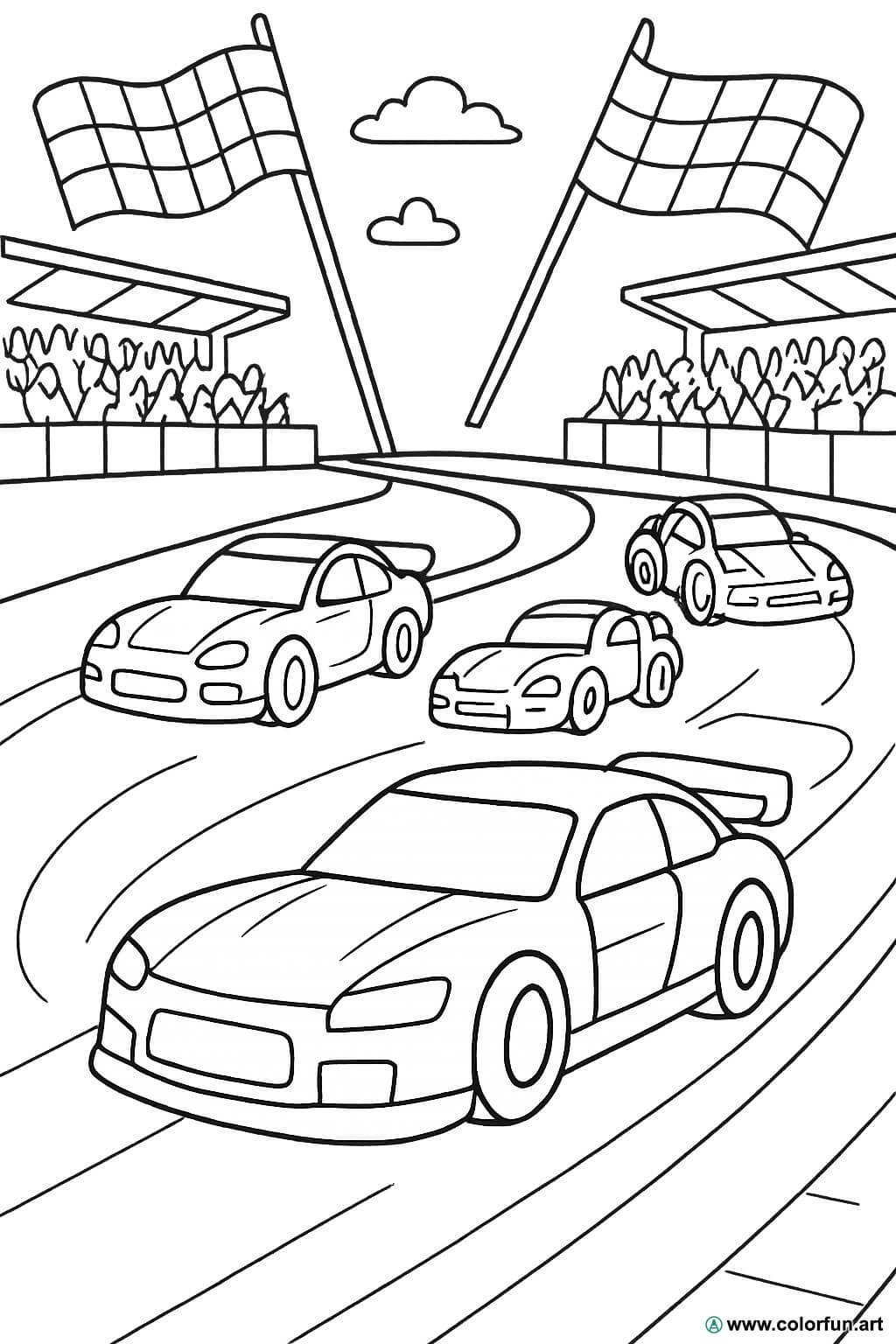 High-speed car racing coloring page Download or Print for free