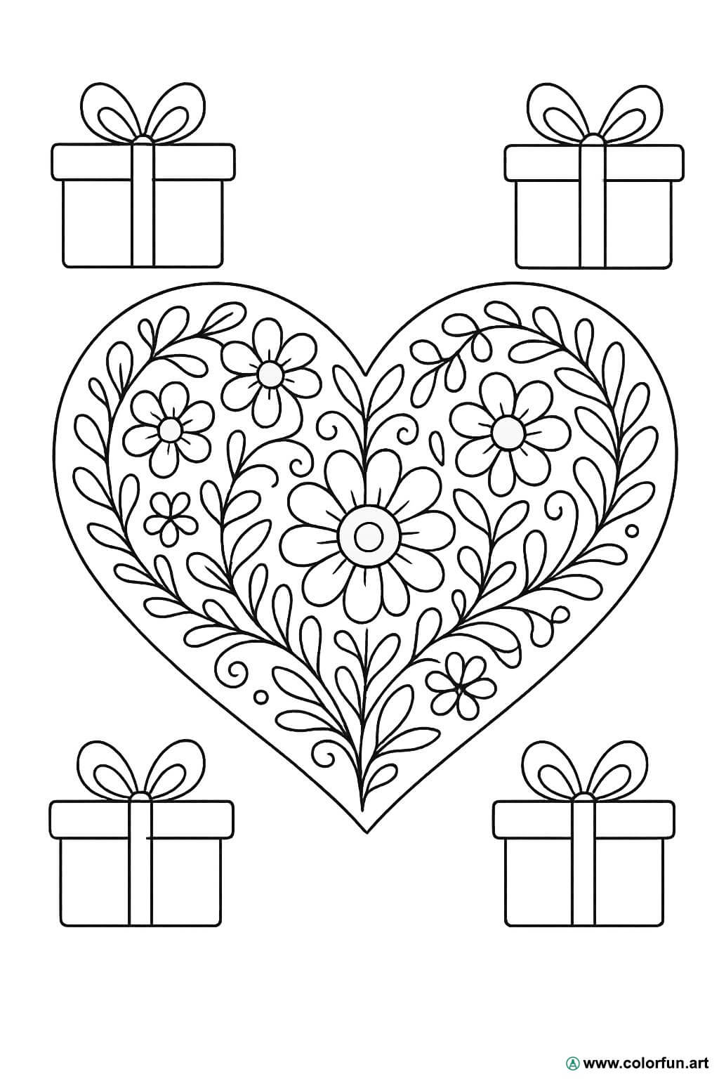 Dibujo para colorear de regalo para el Día de San Valentín Descargar o ...