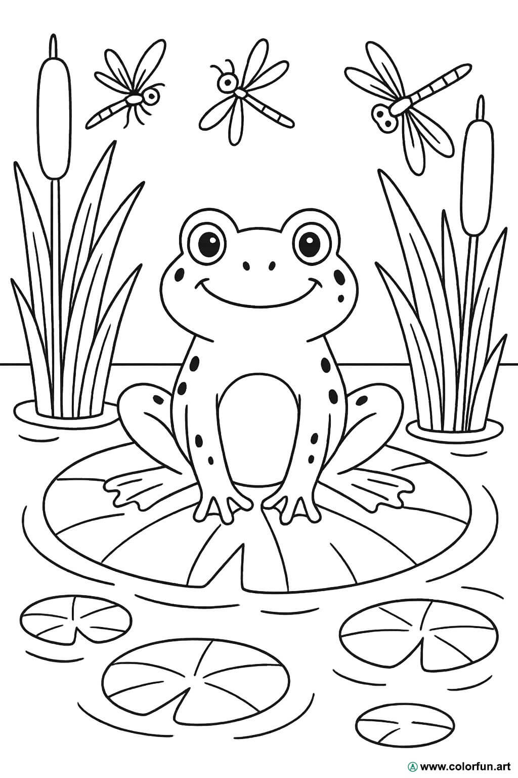 Frog coloring page in the wild Download or Print for free