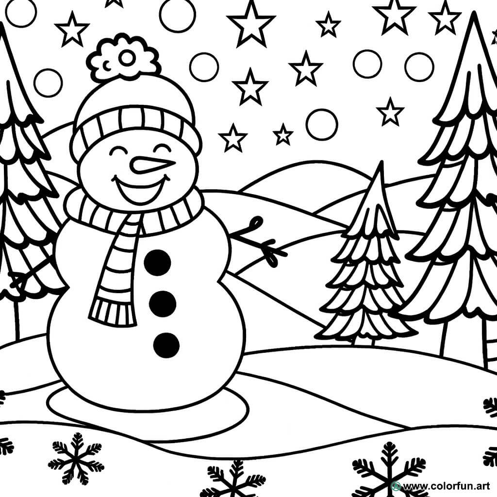 Winter coloring page with stars Download or Print for free