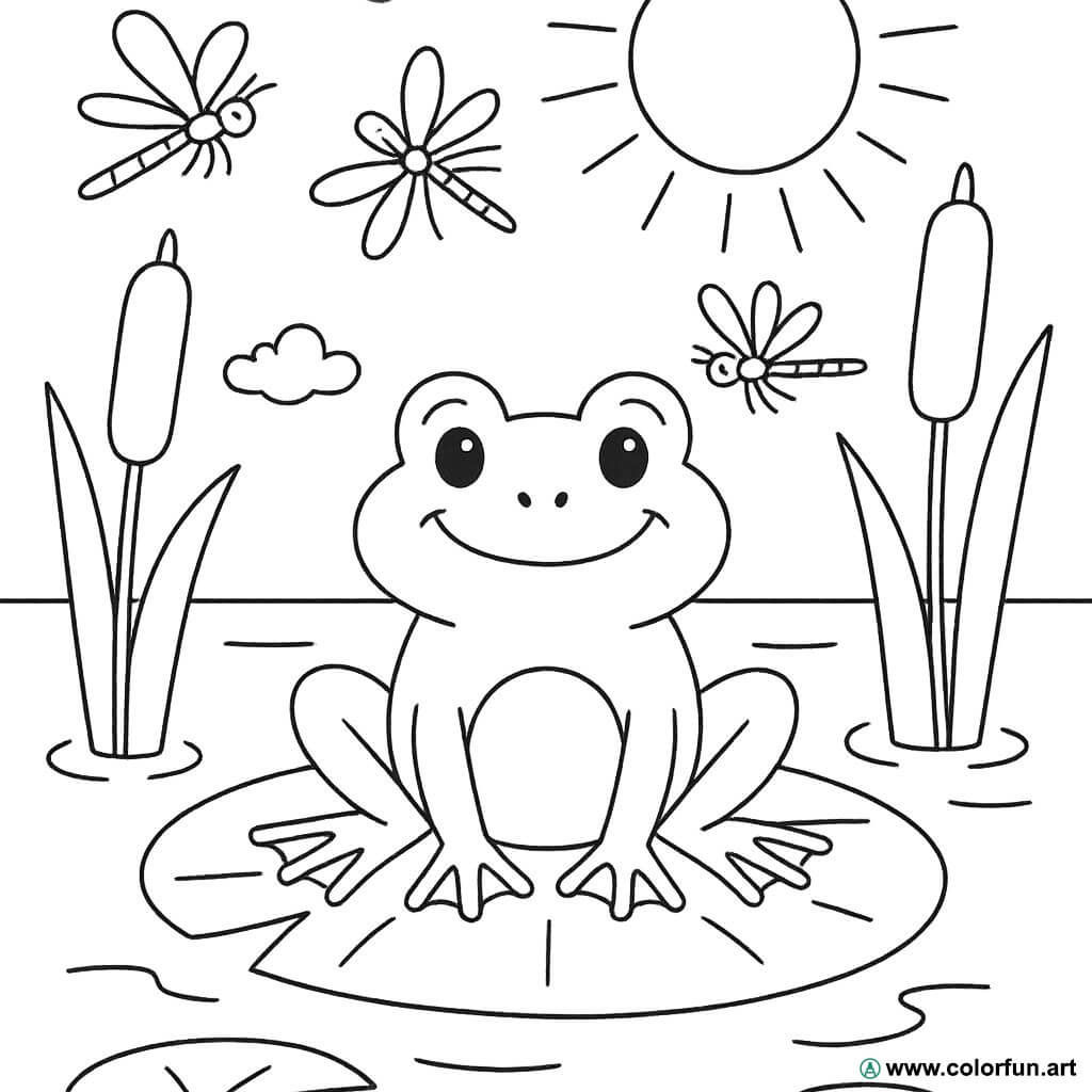 Summer frog coloring page Download or Print for free