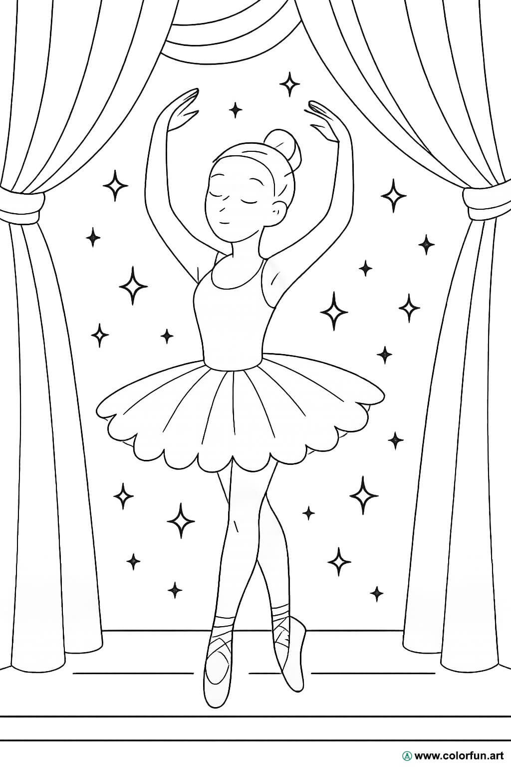 Coloring page of a dancer on stage Download or Print for free