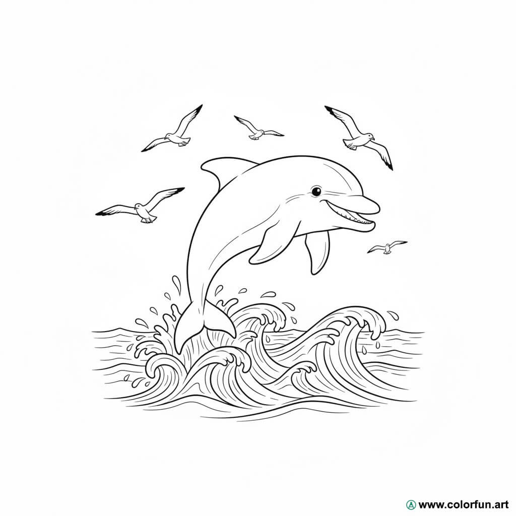 Smiling dolphin coloring page Download or Print for free