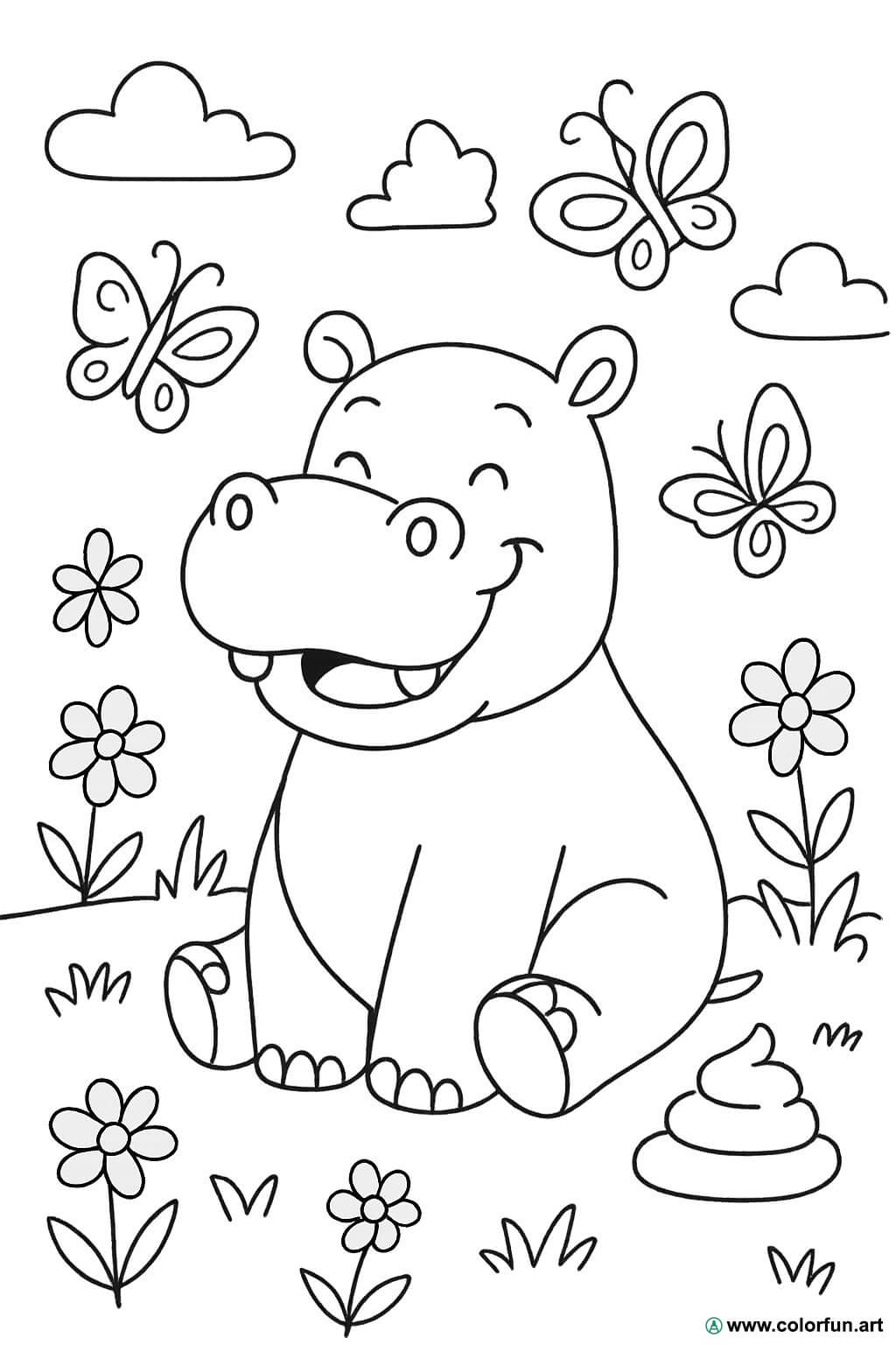 Dibujo para colorear de animales y caca Descargar o Imprimir de forma ...