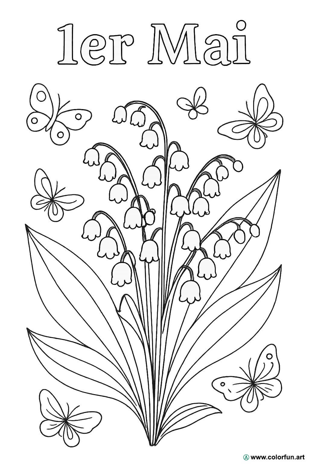 Coloriage du bouquet de muguet pour le 1er mai à Télécharger ou à Imprimer gratuitement
