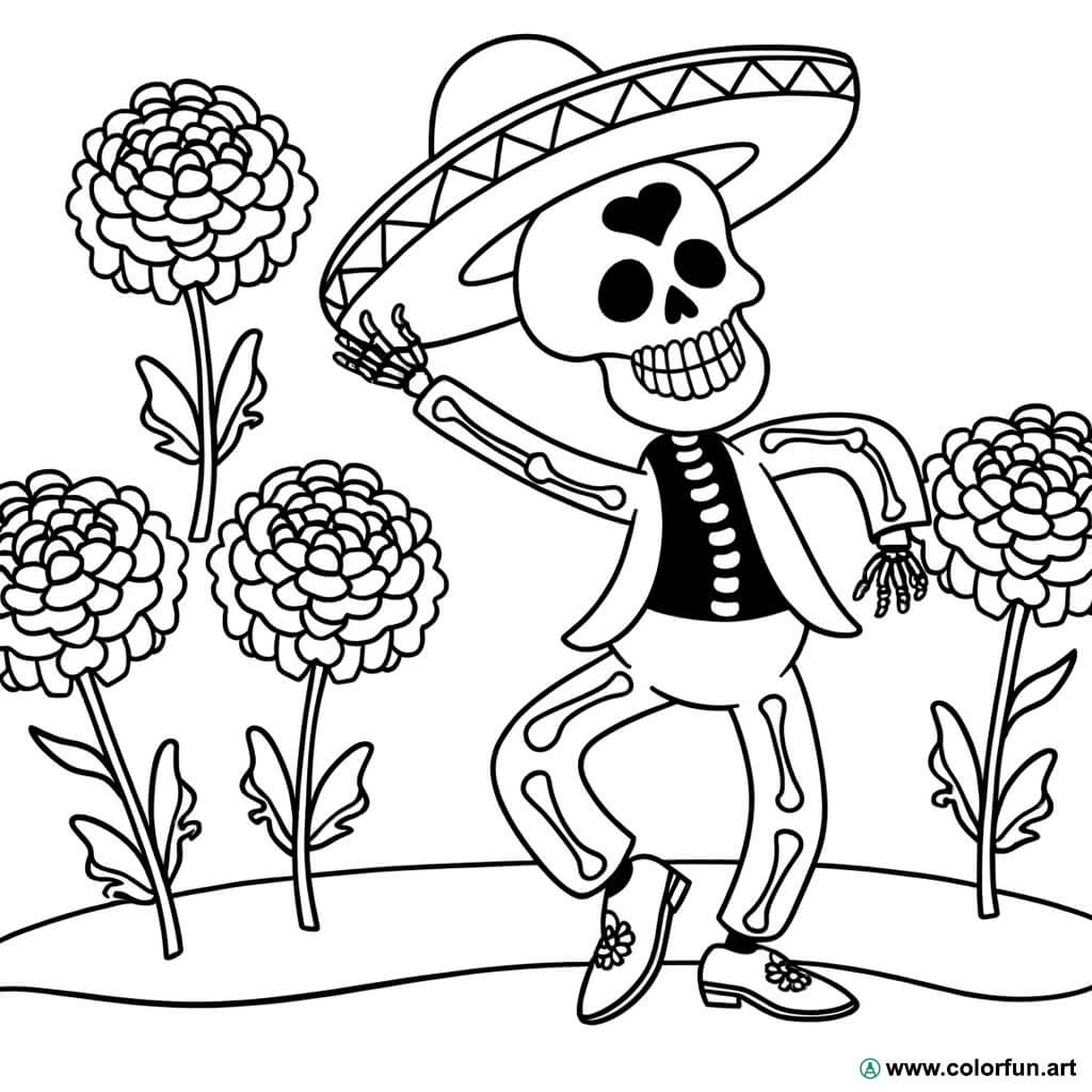 Dibujo para colorear alegre del Día de los Muertos Descargar o Imprimir ...