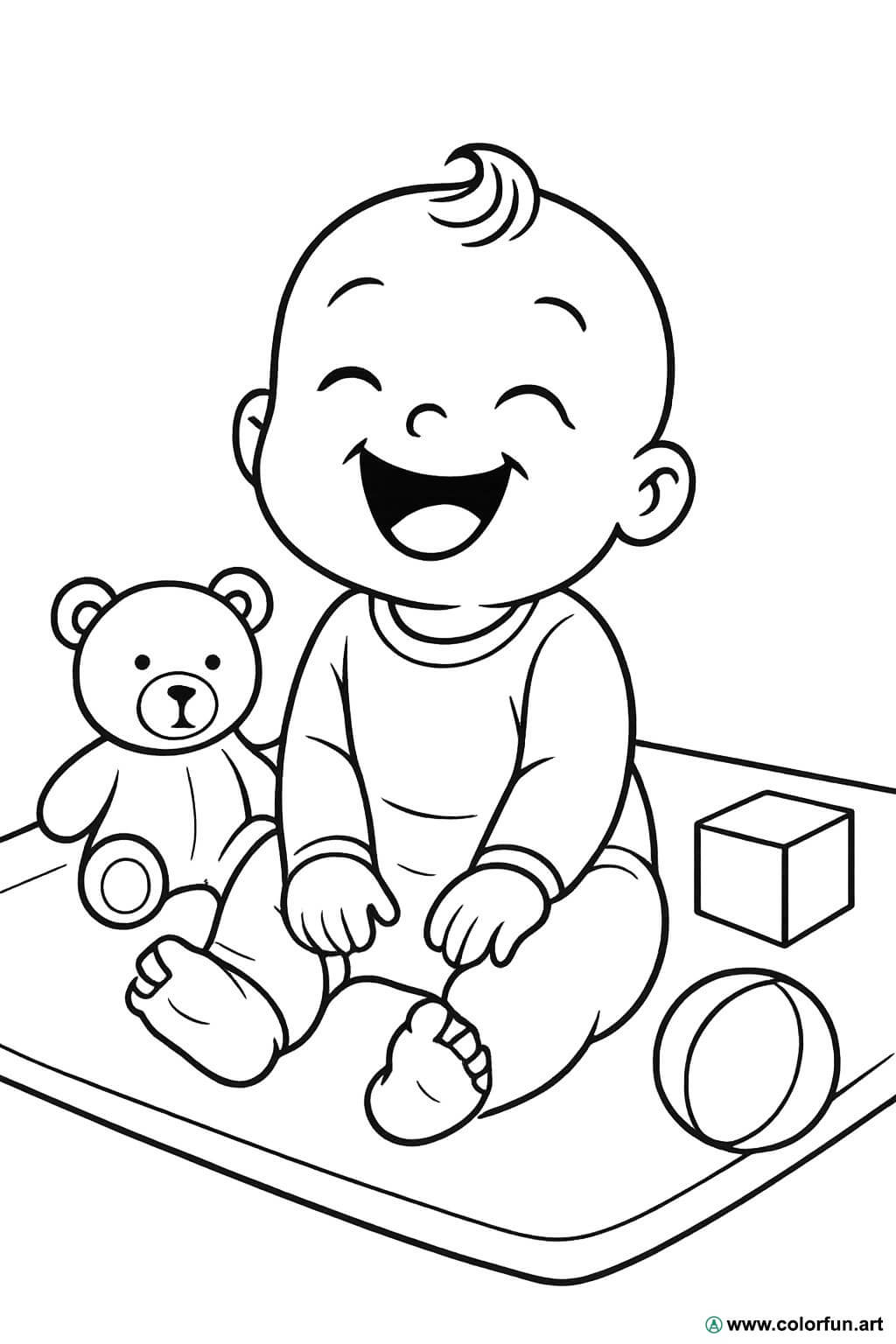 Coloring page of a human baby playing Download or Print for free