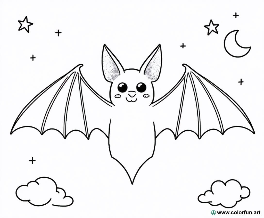 Easy bat coloring page Download or Print for free
