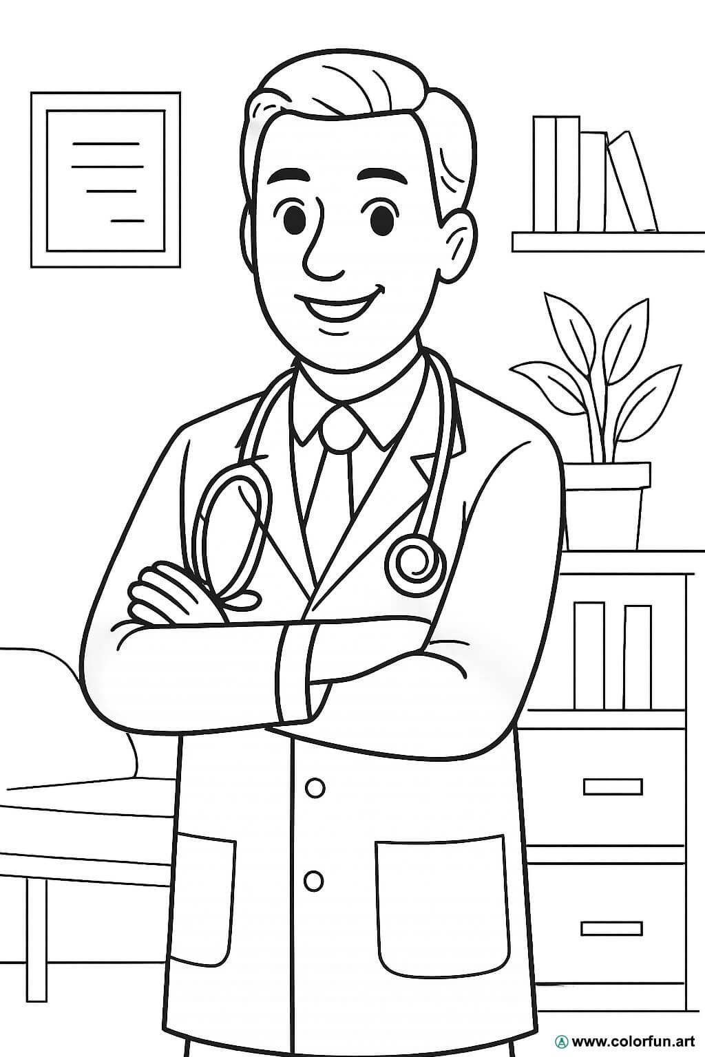 Dibujo para colorear del doctor sonriente Descargar o Imprimir de forma ...