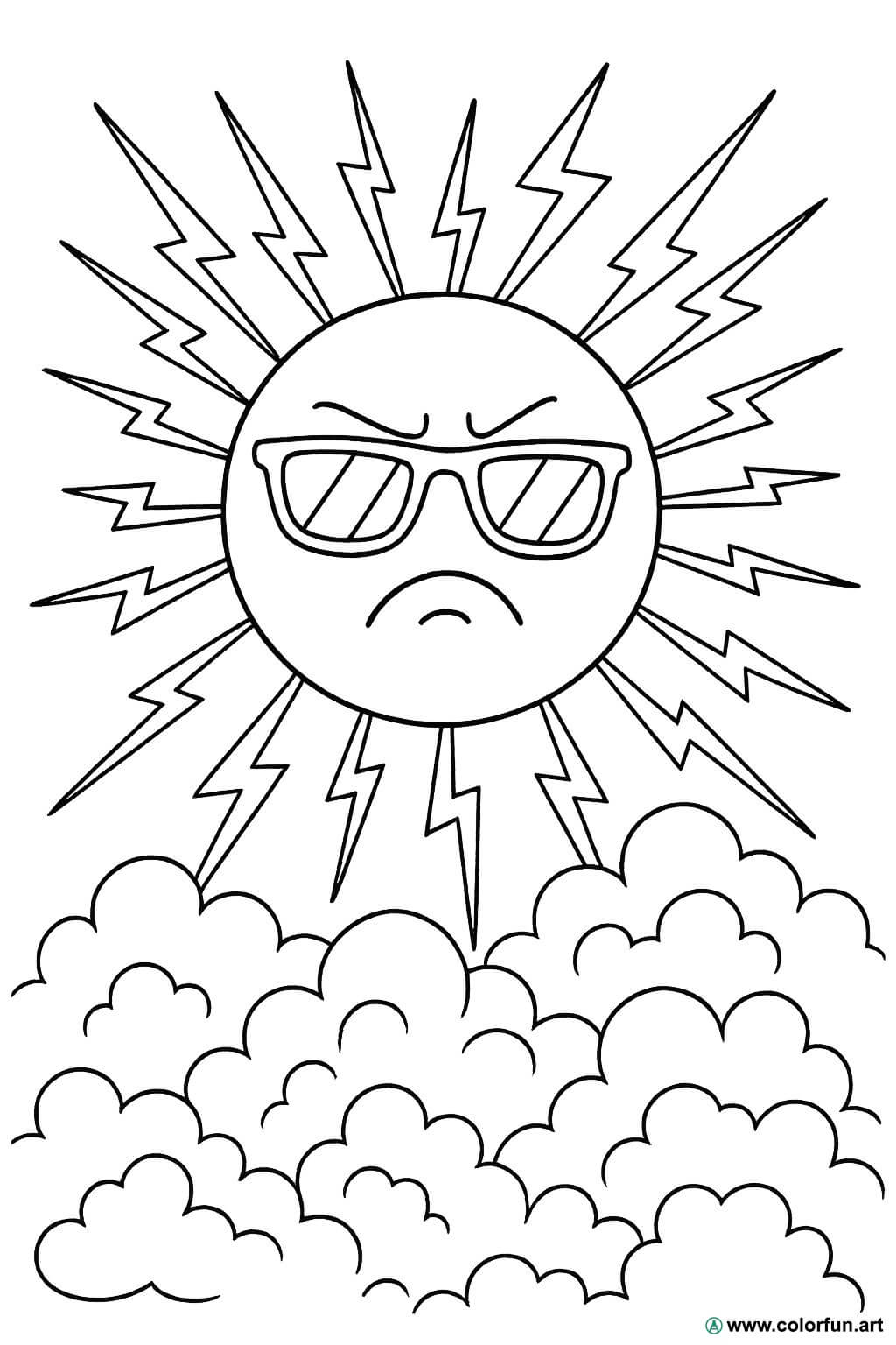 Difficult sun coloring page Download or Print for free