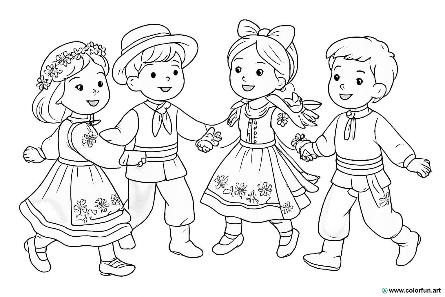 Dibujo para colorear de danza folclórica Descargar o Imprimir de forma ...