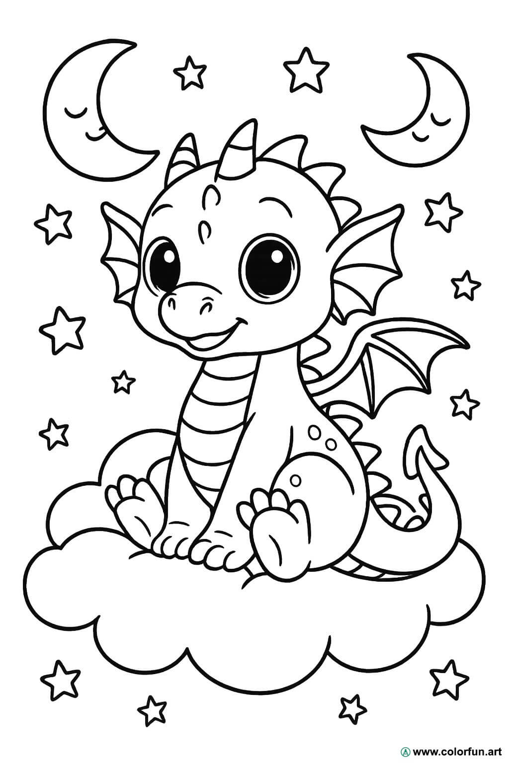 Imaginary baby dragon coloring page Download or Print for free
