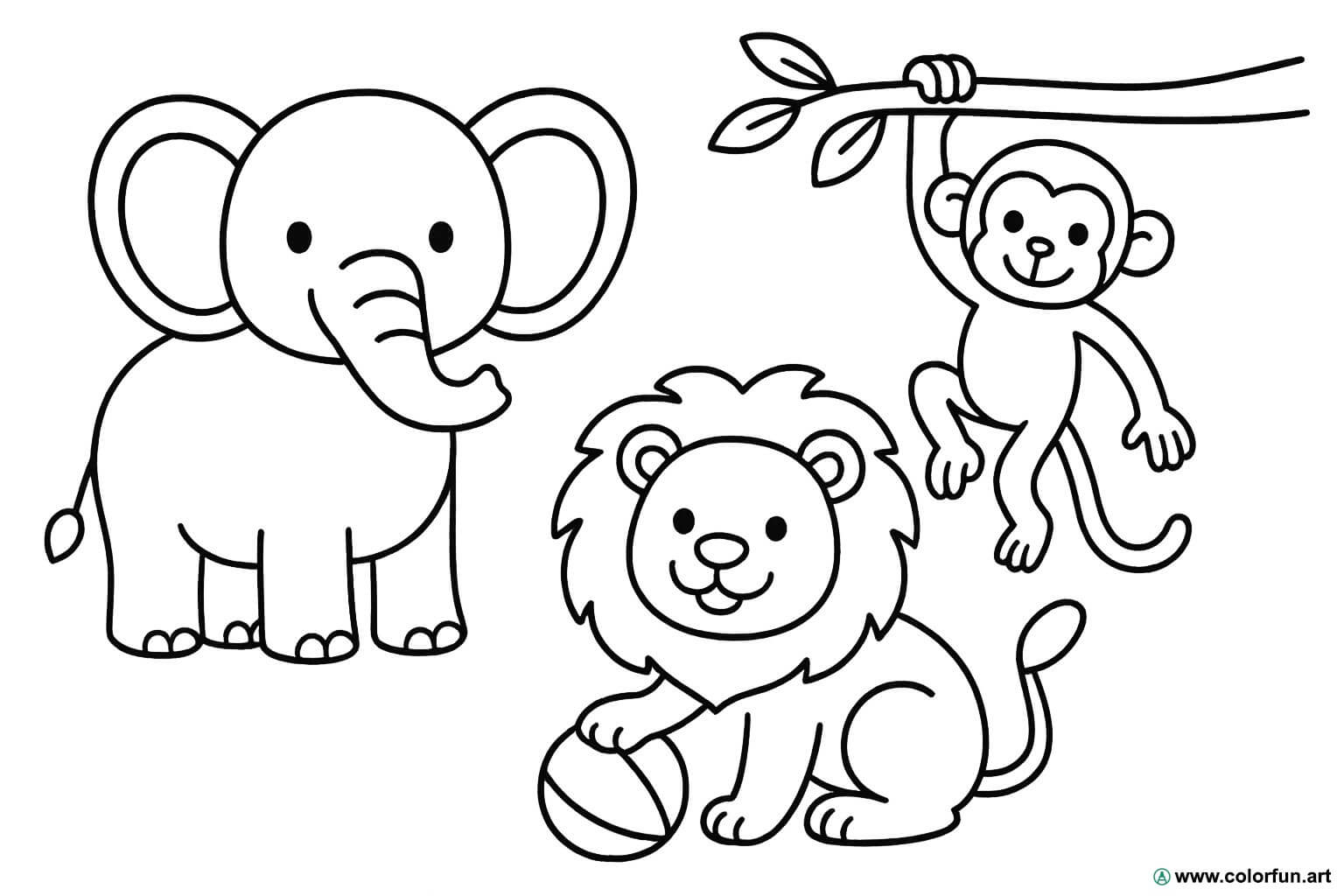 Easy wild animals coloring page Download or Print for free
